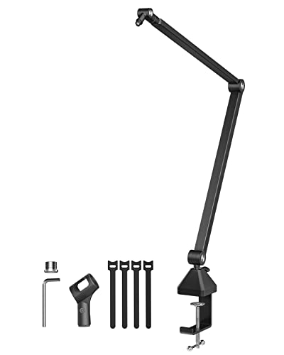 Mic Arm with Pop Filter, Heavy Duty Microphone Arm with Oversized Table ...
