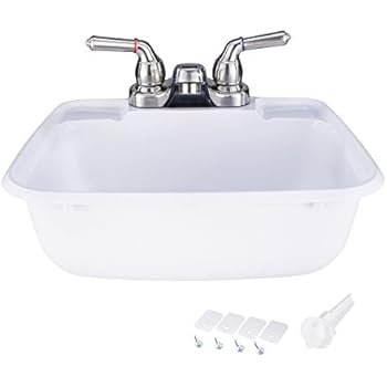 Amazon.com: RV Rectangle Bathroom Sink (White) w/Brushed Nickel Teapot ...