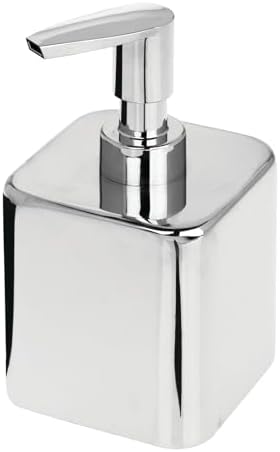mDesign Compact Square Metal Soap Dispenser for Bathroom - Liquid Soap ...