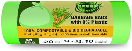 Earth Green Choice Compostable Trash Bags, 54x60 cms, 10 Gallons, 20 ...