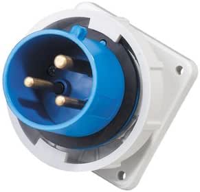 IEC 60309 panel mounted Plug, 3 PIN, 32A, 230V, 2 Pole, 3 Wire, Single ...