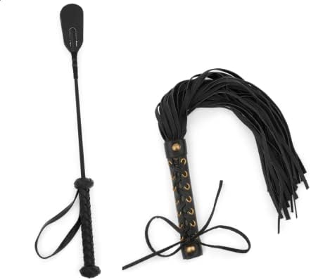 RIDIN Leather Whip 18 and Horse Crop 18 Set, Horse Whips and Crops ...