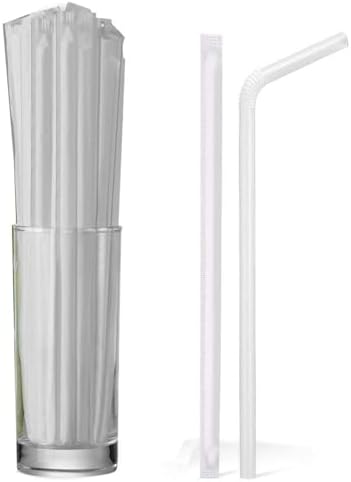 Compostable Straws, 200-Pack Biodegradable Flexible Drinking Straws ...