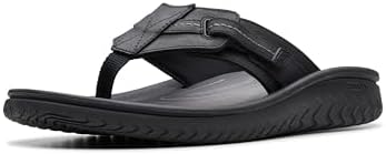 Clarks Men's Wesley Sun Flip-Flop, Black Leather, 12 price in UAE ...