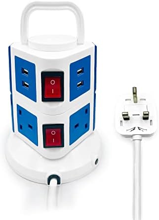 5 Meter Tower Power Extension Cord with Surge Protection, Heavy Duty ...