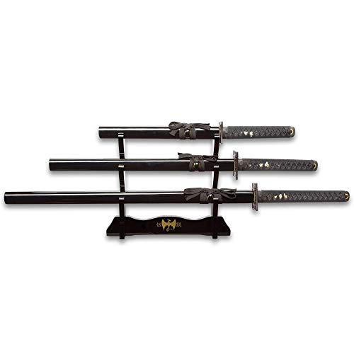 Shinwa Black Knight 3-Piece Sword Set - Handmade Katana, Wakizashi ...