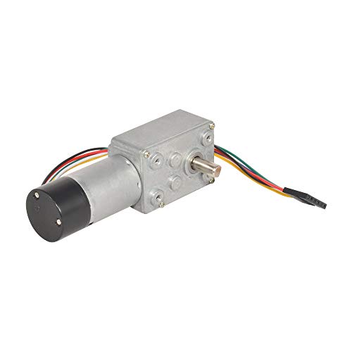 Small DC Metal Worm Gear Motor DC 12V 24RPM with Dual Channel Hall ...