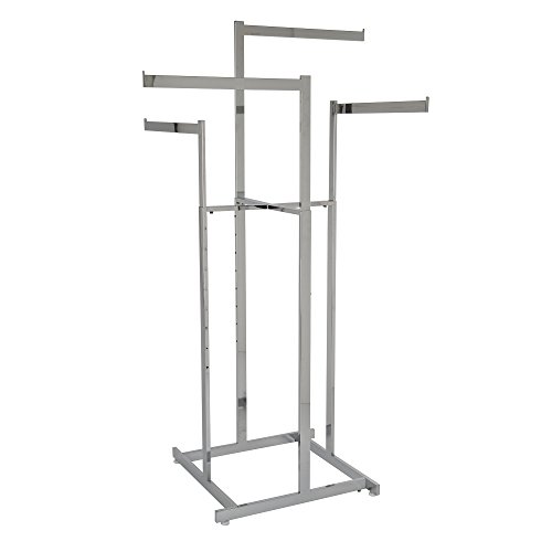 Econoco K80 4 Way Rack Clothing Rack, High-Capacity, Blade Arms, Square ...