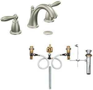 MOEN Brantford 8 in. Widespread 2-Handle Bathroom Faucet Trim Kit with Valve in Brushed Nickel ...