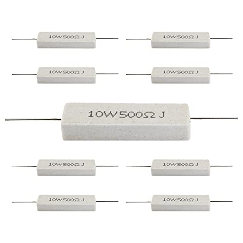 Qjaiune 10Pcs Cement Resistor 10W 500 Ohm Resistor, Ceramic Resistor ...