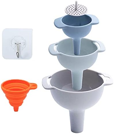 Kitchen Funnel Set of 3, Nested Funnels with Handle, Food Grade Plastic ...