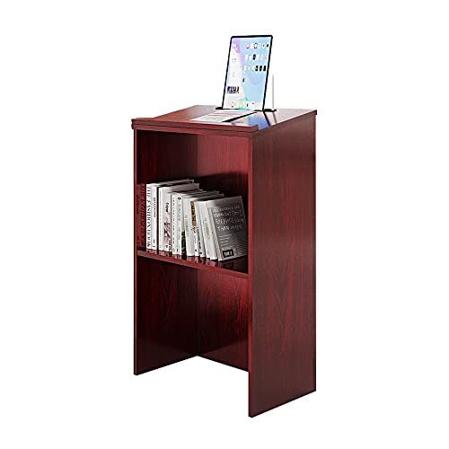 Wooden Speaking Lectern, Floor Standing Podium Reception Desk with ...