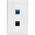 Amazon.com: BUPLDET RJ11 RJ45 Wall Plate - Phone CAT6 Ethernet Wall ...