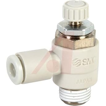 SMC AS2201F-01-04S Air Flow Control Valve with Push-to-Connect Fitting, PBT & Nickel Plated ...