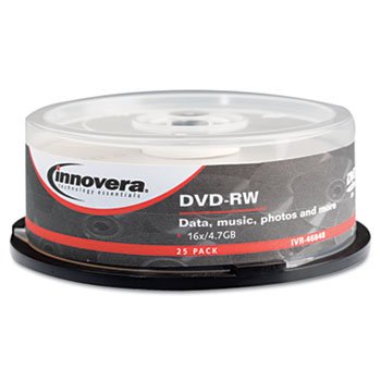 Innovera 46848 DVD-Rw Discs 4.7Gb 4X Spindle Silver 25/Pack