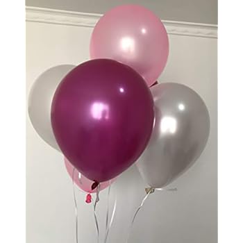 Amazon.com: AnnoDeel 50 pcs 12inch Pink and White Balloons, Pearl Latex ...