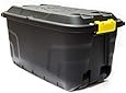 Strata Heavy Duty 75 Litre Storage Container Box with Wheels, Black ...