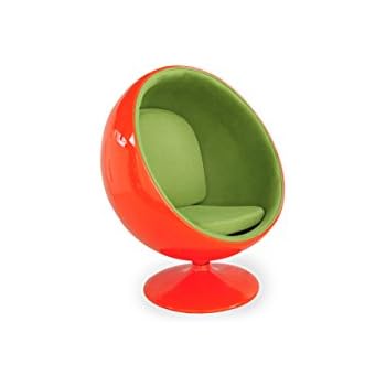 Amazon.com: Kardiel Modern Ball Chair, Orange Fiberglass, Green ...