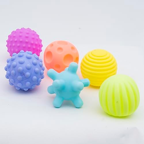 B4BRAIN Sensory Balls Toys Pack of 6 | Colourful Squeaky Ball | Soft ...
