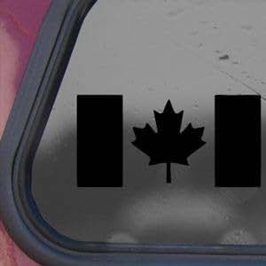 Canada Flag Canadia Black Sticker Decal Maple Leaf Drapeau Black ...