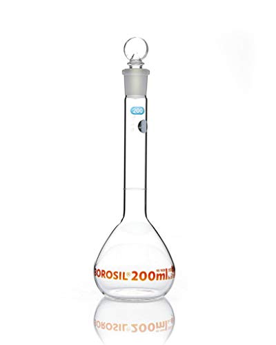BOROSIL Volumetric Flask, Wide Neck with GLASS I/C Stopper, Class A ...
