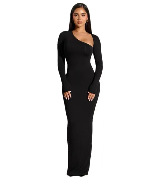 VANCOL Women's 2024 Fall Long Sleeve Slant Neck Slimming Back Split ...