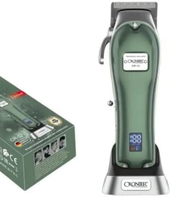 CRONIER Adjustable Cordless Professional Hair Clipper Barber Full Metal Hair Trimmer For Men ...