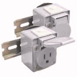 Receptacle, DIN Rail Mount, 15A/250VAC, IP54, Blue: Electrical Outlets ...