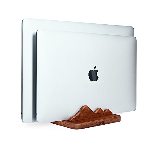 Cizetti Wooden Dual Laptop Holder Organizer, Vertical Laptop Stand for ...