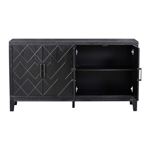 LUMISOL Farmhouse Sideboard Cabinet with Storage Doors and Adjustable ...