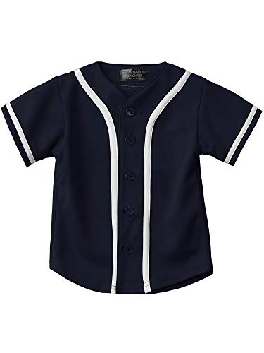 Hat and Beyond Kids Baseball Button Down Jersey (12M, 05up01_Navy/White ...