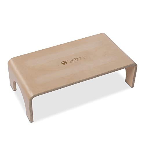EARTHLITE Wooden Step Stool - 7'' High, Large Surface, Strong & Stable ...