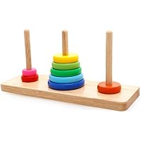 Amazon.com: Wooden Tower of Hanoi Intellectual Toy Brain Teaser 8 Rings ...