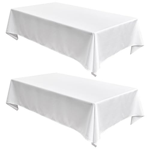 Fitable Square Linen Textured Tablecloths 2 Pack, White Fabric Table ...