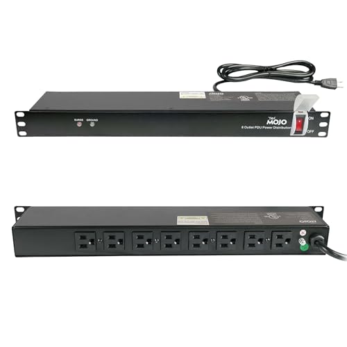 Tecmojo 1U Rack-Mount Horizontal 8-Outlet Power Strip UL Listed PDU ...