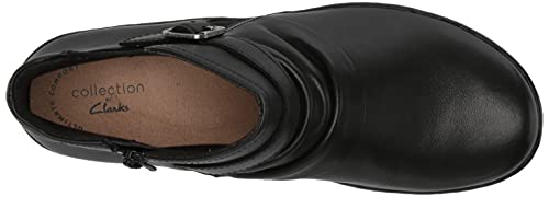 Clarks Women's Cora Rouched Ankle Boot Black Leather 9 for sale online ...