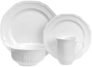 Amazon.com | Mikasa Antique White 16-Piece Dinnerware Set, Service for ...