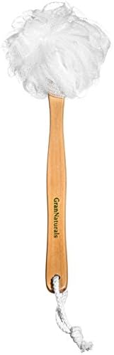 GranNaturals Shower Loofah on a Stick Body & Back Scrubber - Long ...