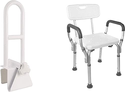 Vaunn Medical Bathtub Safety Rail Grab Bar and Shower Chair with Arms and Back Bundle | Pricepulse