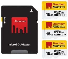 Strontium Nitro Micro SD Memory Card with SD Adapter, 16 GB (Pack of 3 ...