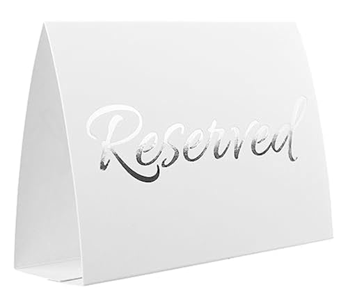 20 Pack Modern White Reserved Table Sign with Silver Letters - Reserved ...