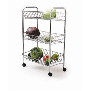 Stainless Steel 3 Tier Vegetable/Fruit/Kitchen/Home Storage Rack Wheels ...