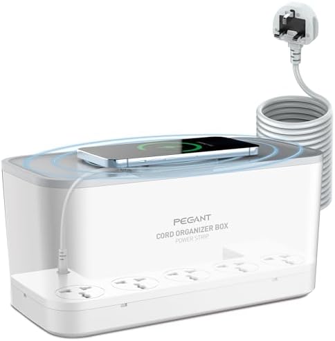 PEGANT 4-in-1 USB-C Power Extension Cord with 15W Wireless Charger and ...