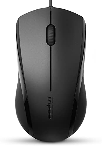 RAPOO N1600 3-Button Quiet Wired Mouse, 1000DPI Optical Mouse, Quiet ...