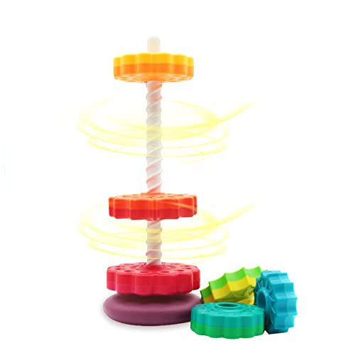 LUCKFUTURE Educational Spinning Stacking Toys, Rainbow Stacking Rings ...