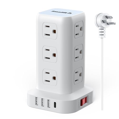 PD20W Power Strip Tower Surge Protector,16.5FT Extension Cord,Power ...