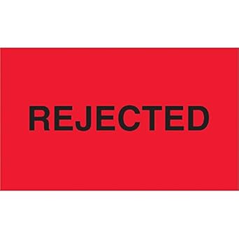 Amazon.com: "Rejected" Labels/Stickers, 3" x 5", Fluorescent Red, 500 ...