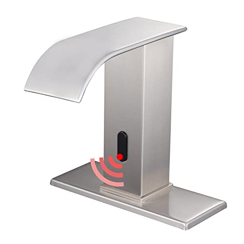 GGStudy Automatic Sensor Brushed Nickel Touchless Bathroom Sink Faucet ...
