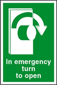 In emergency turn to open twist right to open 1mm pvc sign.: Amazon.co ...