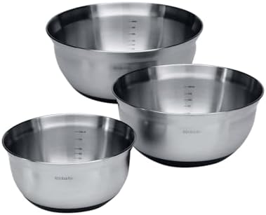 Brabantia Mixing Bowl Set of 3 Graduated Bowls with Silicone Base, 1 l ...
